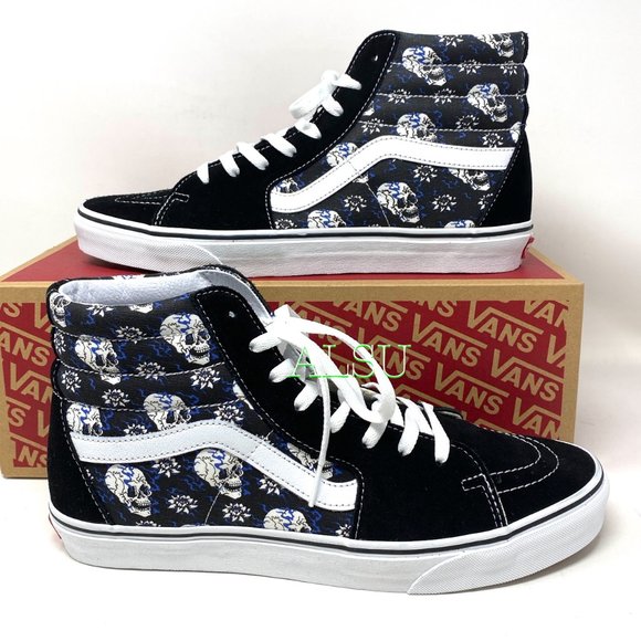 Vans | Shoes | Vans Sk8 Hi Flash Skulls Suede Canvas Black Halloween ...